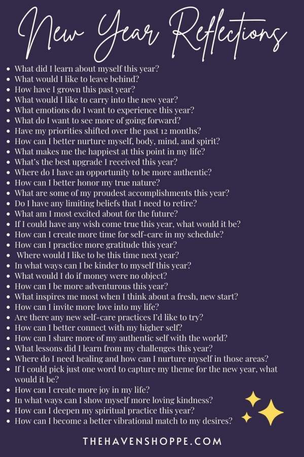 57 New Year Reflection Questions For The Best Year Yet – The Haven Shoppe