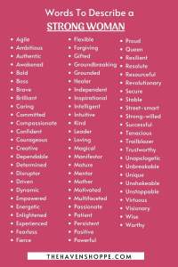 75 Strong Woman Words to Describe the Women We Love – The Haven Shoppe